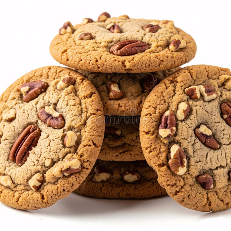 A Stack of Round Cookies with Nuts, Creating an Appetizing Image Stock ...