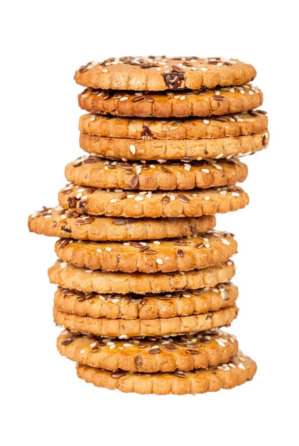 Stack of Round Cookies with Smile Isolated Stock Photo - Image of ...