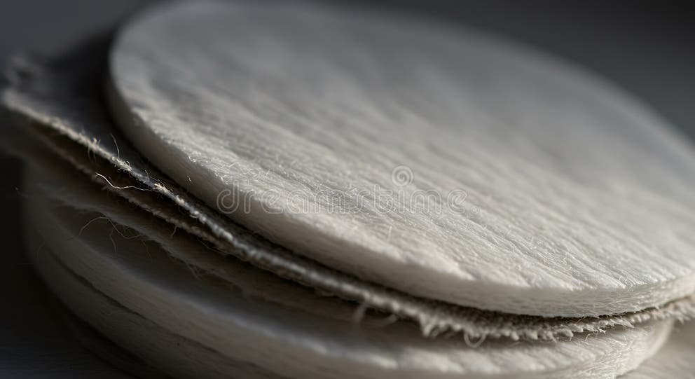 Stack of Round Cotton Pads with a Soft, Textured Surface. the Pads are ...