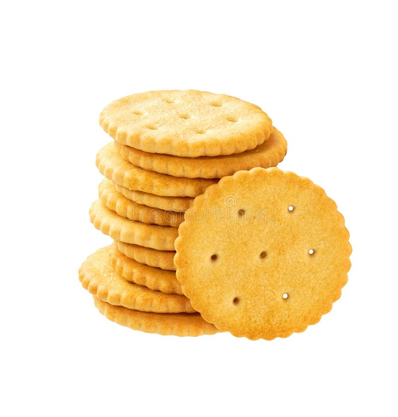 Stack of Round Crackers Isolated on White Background Stock Image ...