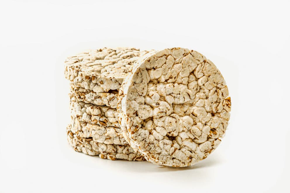 A Stack of Round Crispbreads on a White Background. Round Rice Crackers ...