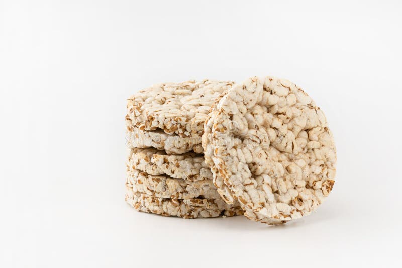 A Stack of Round Crispbreads on a White Background. Round Rice Crackers ...