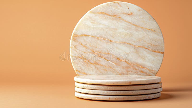 Beige Marble Coasters Stacked on Light Brown Background Stock ...