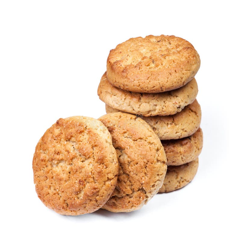 Stack of Round Oatmeal Cookies Stock Image - Image of products, food ...