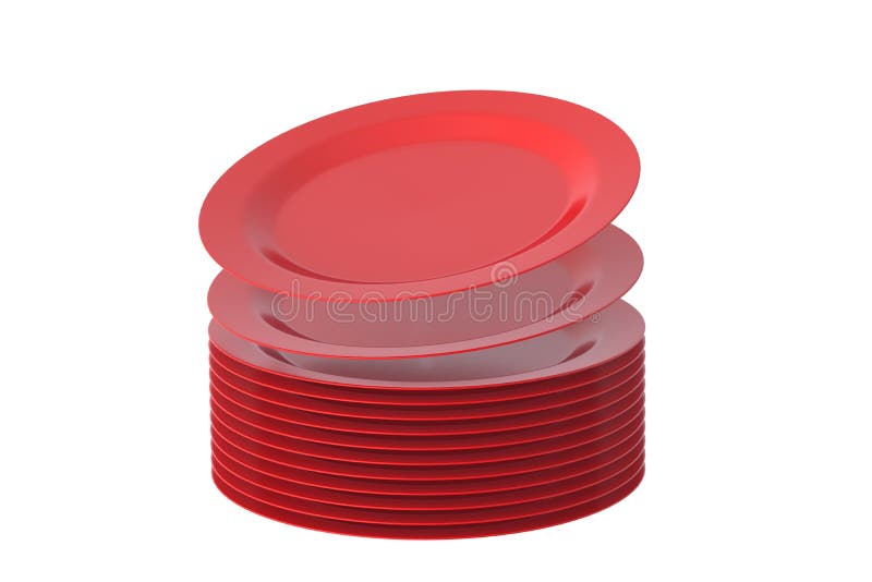 Stack of Round Plates Isolated on White Background Stock Illustration ...