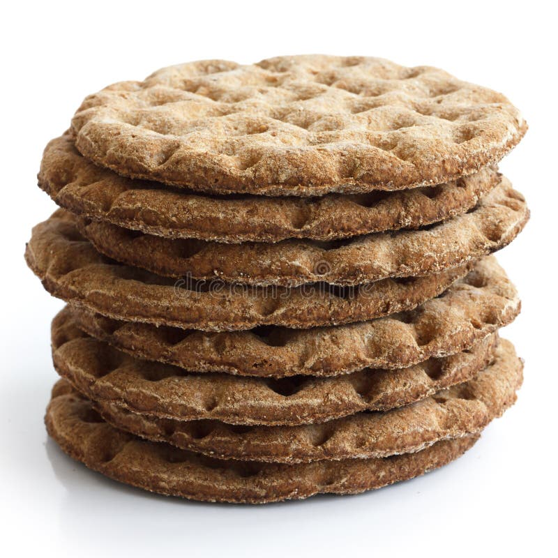 Stack of Round Rye Crispbreads Isolated on White. Stock Photo - Image ...
