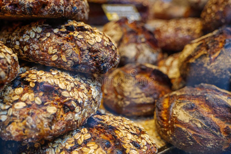 Stack of Round Rye and Wheat Mix with Various Cereal of Rustic and ...