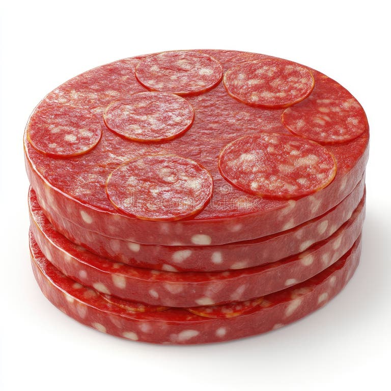 Stack of Delicious Salami Slices, Ready To Eat Stock Illustration ...