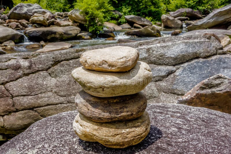 Stack of Round Smooth Stones Near Mountain River Stock Photo - Image of ...