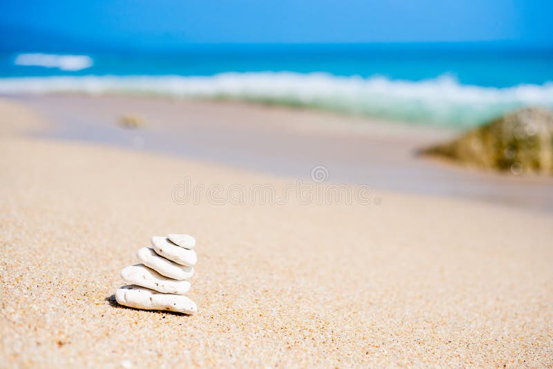 Stack of Round Smooth Stones on a Seashore Stock Image - Image of ...