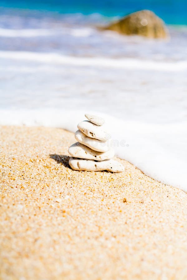 Stack of Round Smooth Stones on a Seashore Stock Image - Image of rock ...