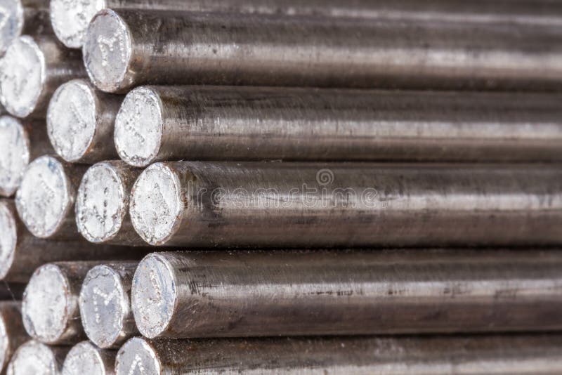 Stack of Round Steel Bar - Iron Metal Rail Lines Material. Stock Photo ...