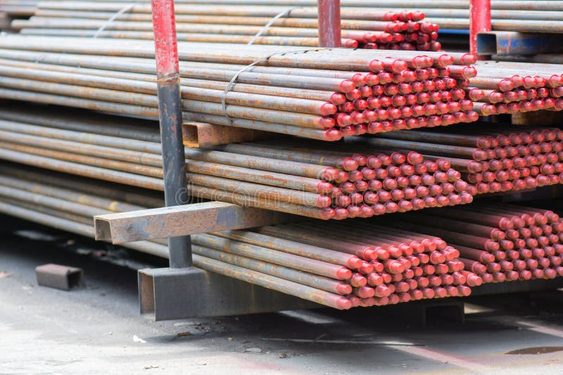 Stack of Round Steel Bar Material for Jack Rots in Slip Form Stock ...