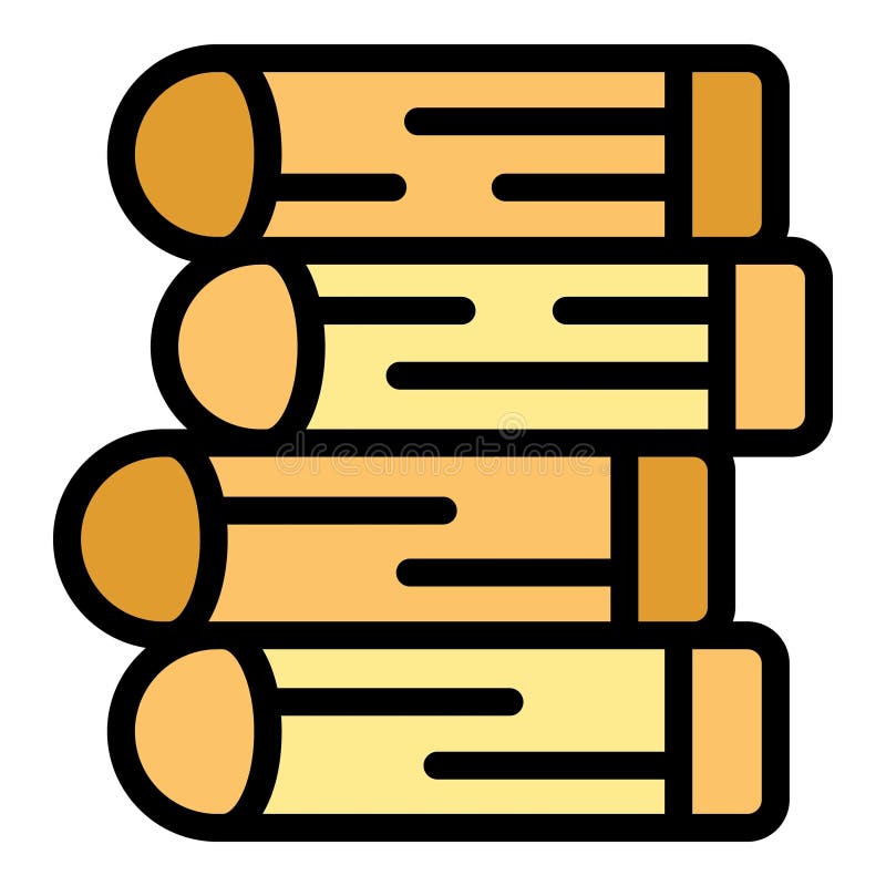Stack of Round Timber Logs for Construction Industry Stock Vector ...