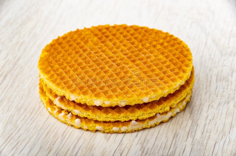 Stack of Round Wafers with Filling on Table Stock Photo - Image of ...