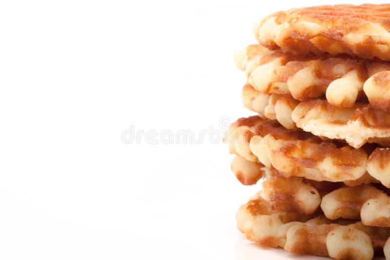 Stack of Round Waffles on White Background Stock Photo - Image of brown ...