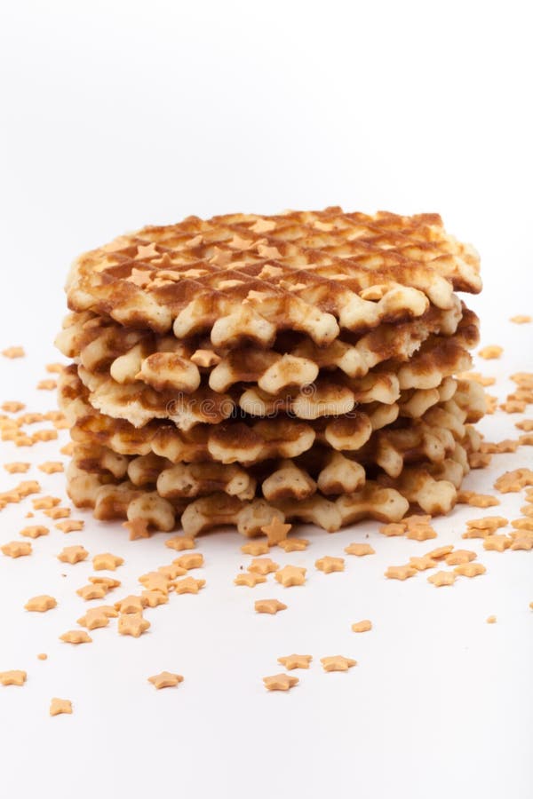 Stack of Round Waffles on White Background with Many Stars Stock Photo ...