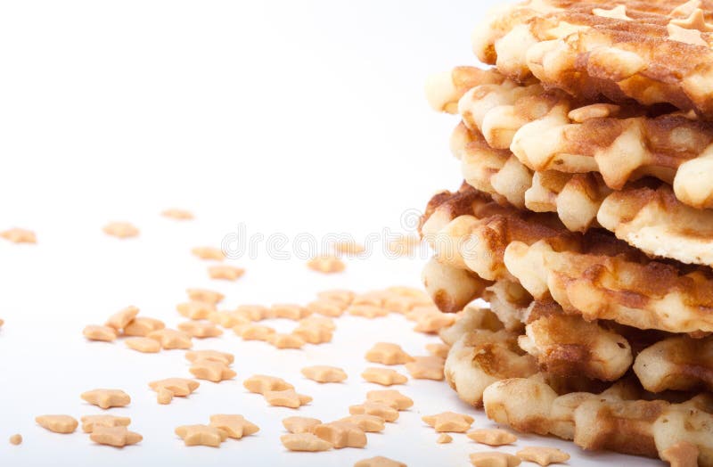 Stack Round Waffles White Background Many Stars Stock Photos - Free ...