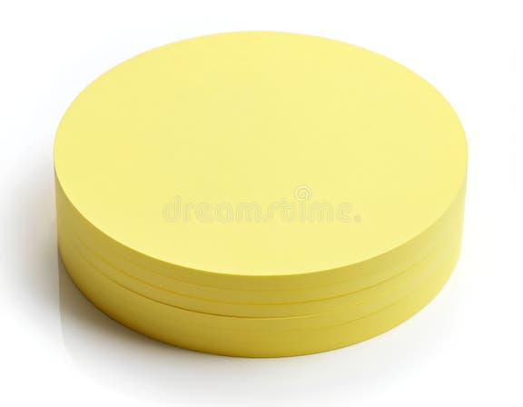 Stack of Round Yellow Sticky Notes on White Background. Yellow ...