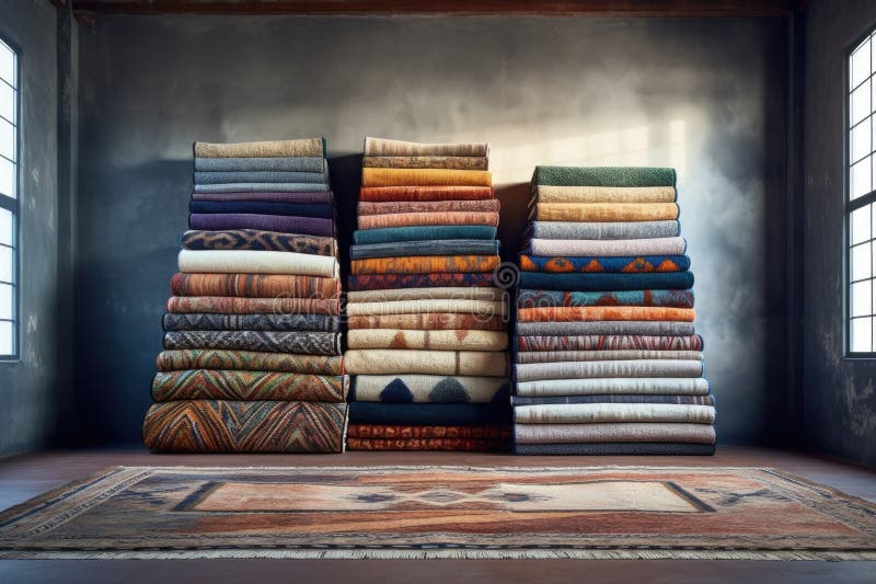 Stack of Rugs Showcasing Various Patterns Stock Illustration ...
