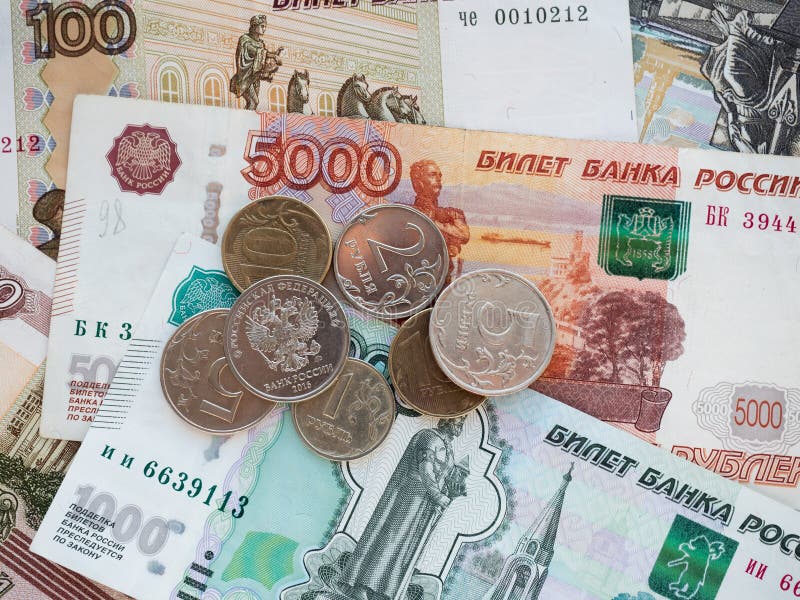 A Pile of Russian Banknotes Stock Photo - Image of ruble, financial ...