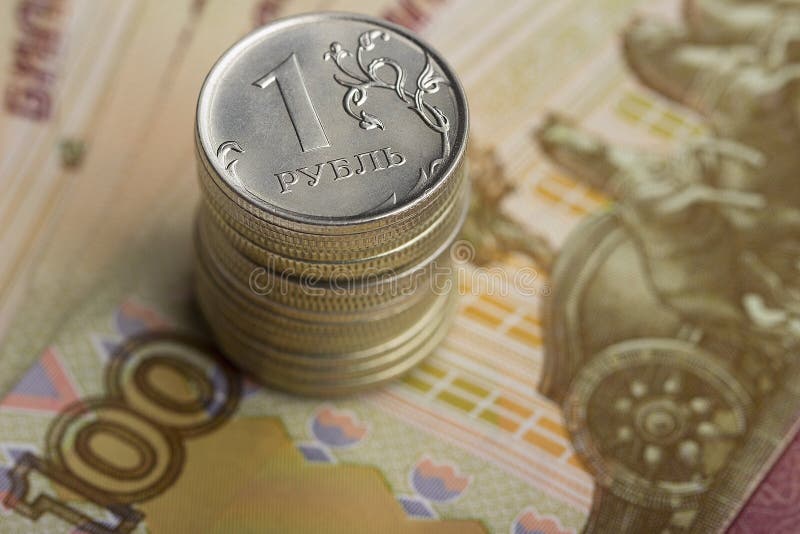 A stack of Russian coins stock photo. Image of sign, finance - 48433120