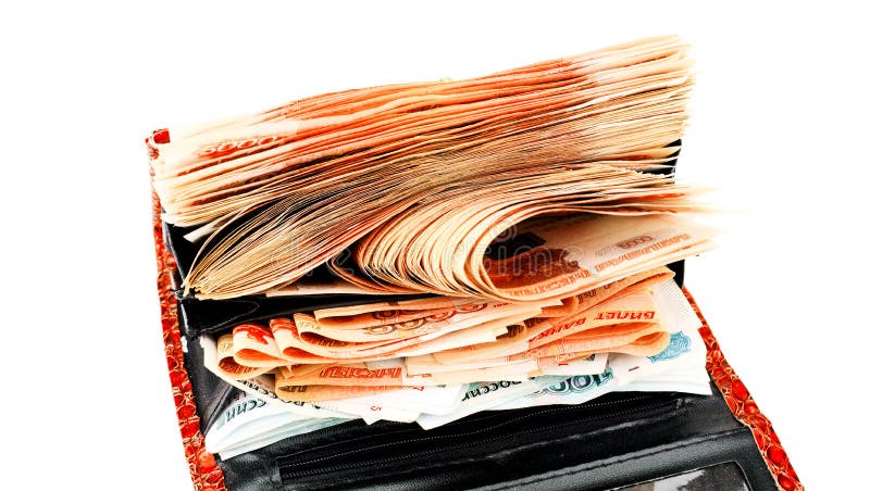 Stack of Russian Rubles in Red Wallet Stock Image - Image of russian ...