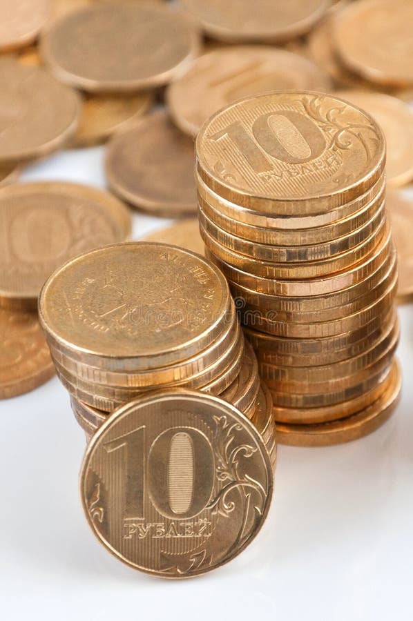 A Stack of Russian Ten-coin Stock Image - Image of crunch, accounting ...