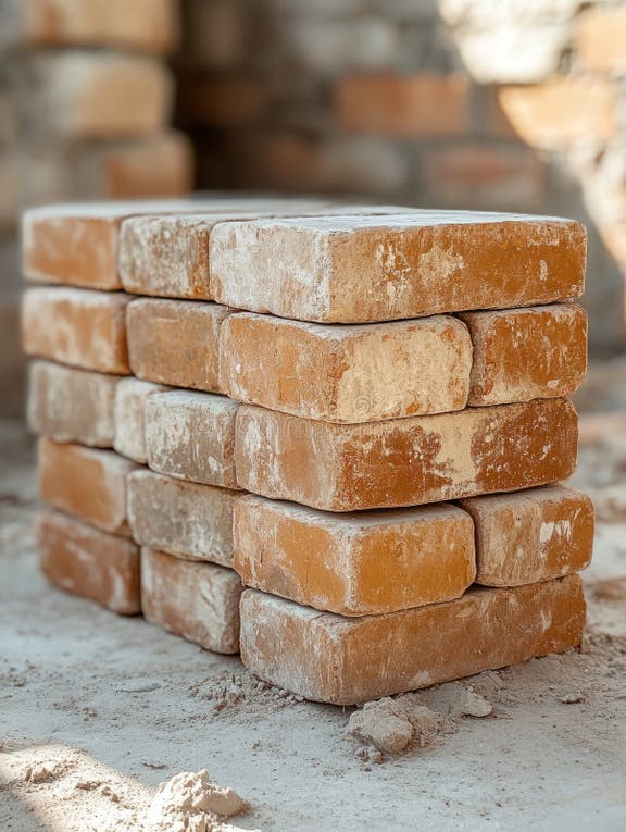 Stack of Rustic Bricks on a Construction Site. Stock Photo - Image of ...