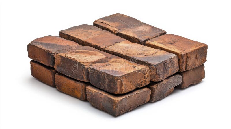 Stack of Rustic Decorative Bricks Isolated on White Background Stock ...
