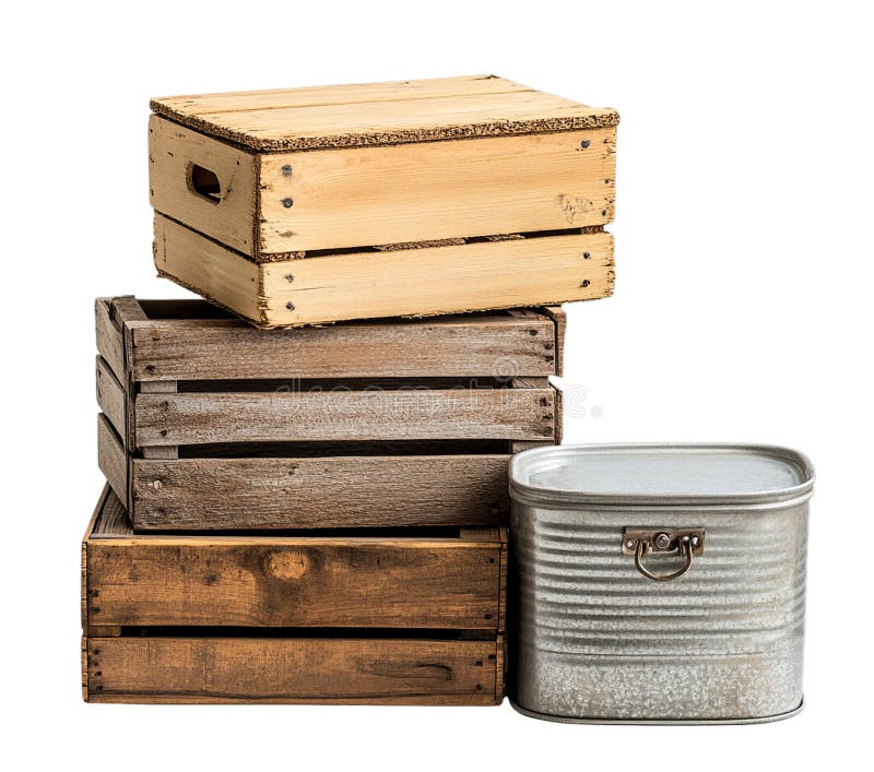 A Stack of Rustic Wooden Crates, in Varying Sizes and Shades, Sits ...