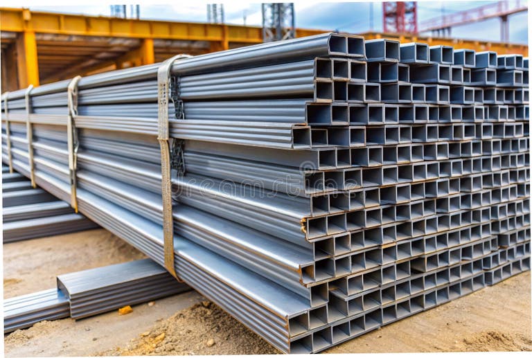 Stack of Rustproof Steel C-Light Lip Channels in Construction Site ...