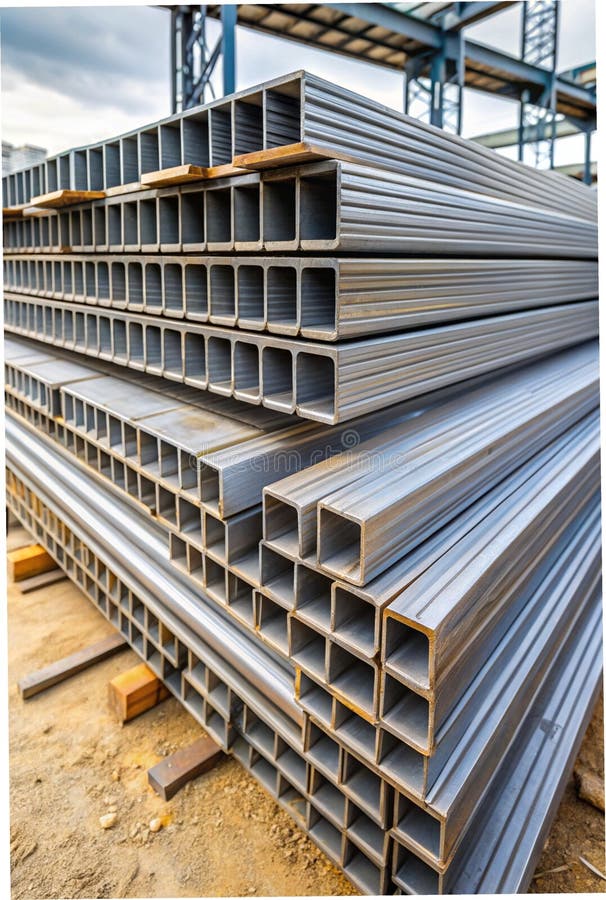 Stack of Rustproof Steel C-Light Lip Channels in Construction Site ...