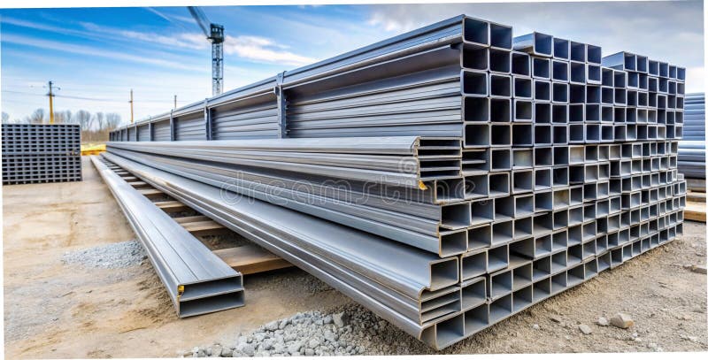 Stack of Rustproof Steel C-Light Lip Channels in Construction Site ...