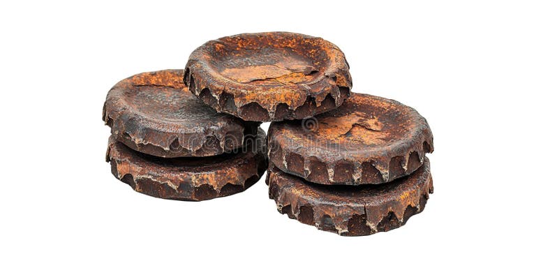 Stack of Rusty Bottle Caps. Vintage Recycling and Environmental Concept ...