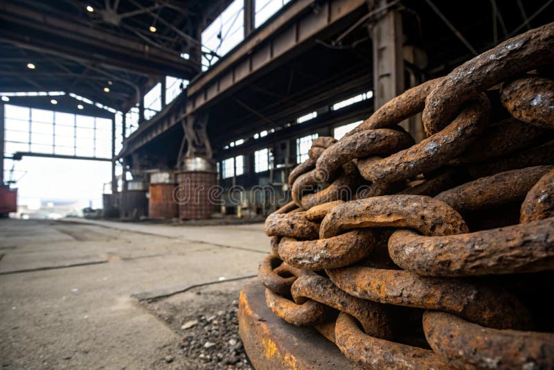 Stack of Rusty Chains in Industrial Setting Stock Illustration ...