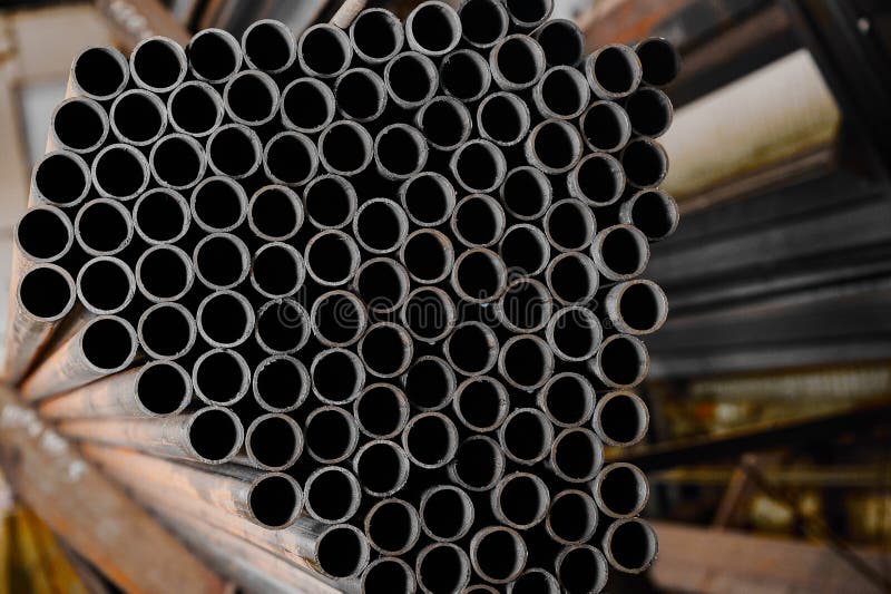 Stack of Rusty Cold Rolled Tubes in Industrial Complex Storage Stock ...