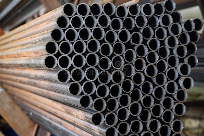 Stack of Rusty Cold Rolled Tubes in Industrial Complex Storage Stock ...