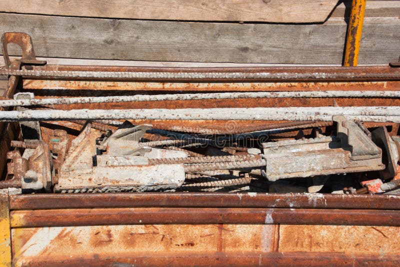 Various Rusty Iron Bars on Construction Site after Using Stock Image ...