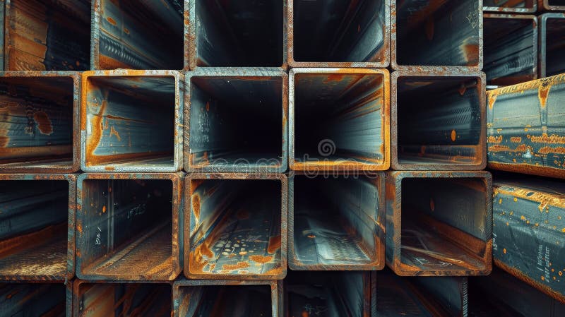 A Stack of Rusty Metal Pipes with Holes in Them Stock Image - Image of ...