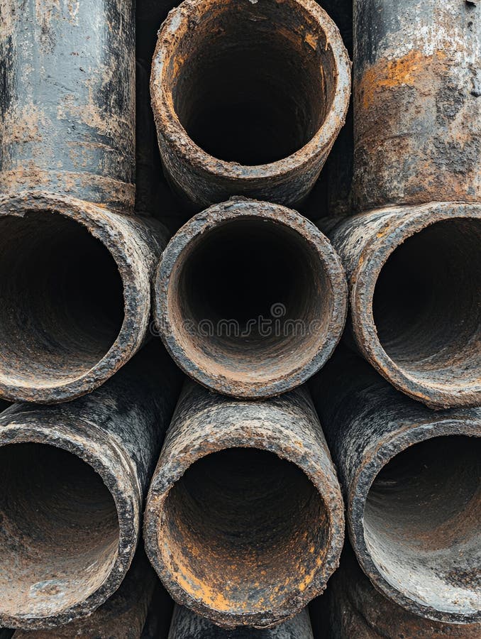 Stack of Rusty Metal Pipes with a Textured Surface. Stock Photo - Image ...