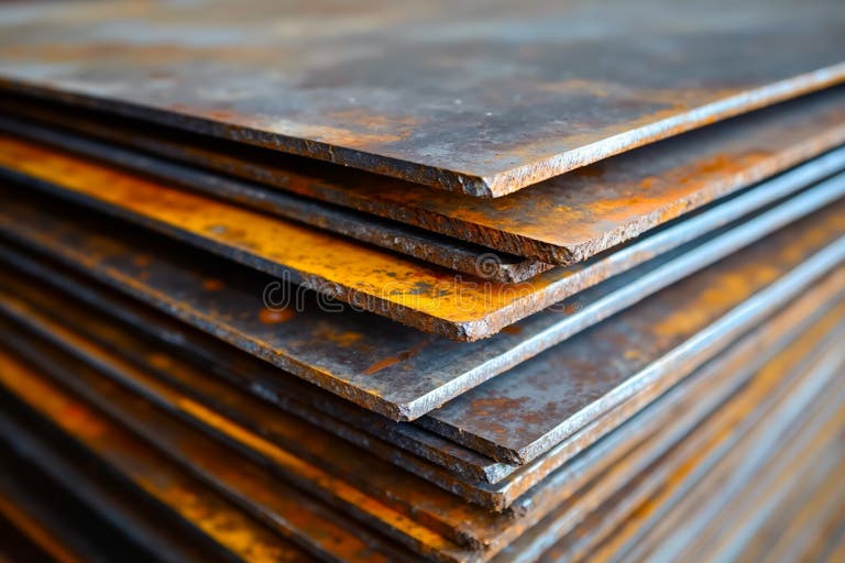 A Stack of Rusty Metal Sheets Stacked on Top of Each Other Stock Photo ...