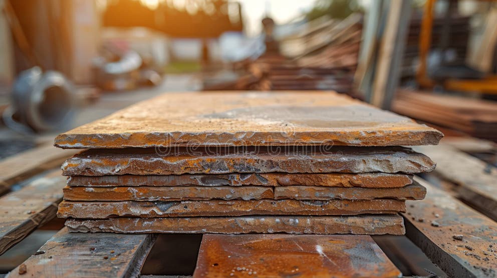Stack of Rusty Metal Sheets on a Wooden Pallet Outdoors. Stock Photo ...