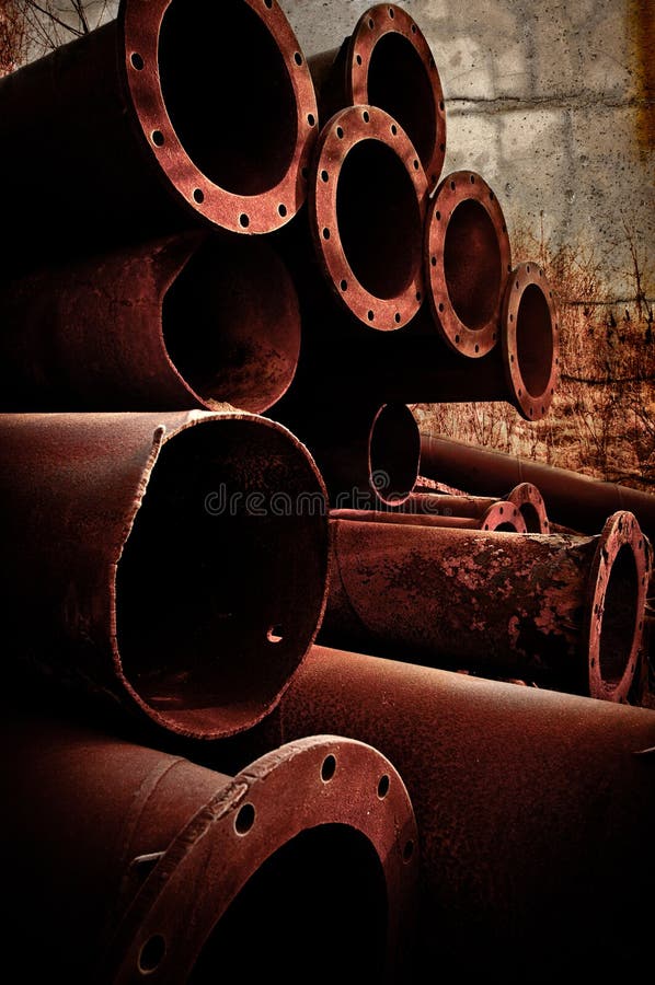 Stack of Rusty Shipping Containers in Industrial Area Stock Image ...