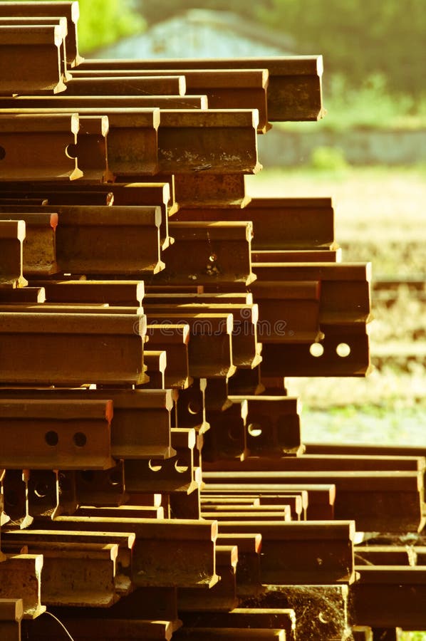 Stack of Rusty Railway Tracks Stock Photo - Image of tracks, logistics ...