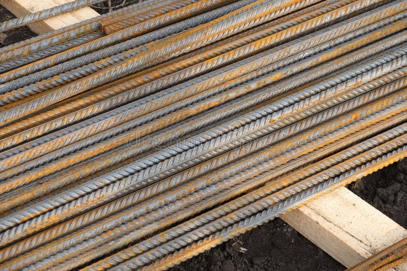 A Stack of Rusty Rebar on a Construction Site Stock Image - Image of ...