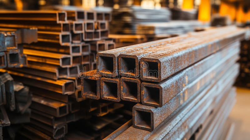Stack of Rusty Square Metal Tubes in a Warehouse Stock Image - Image of ...
