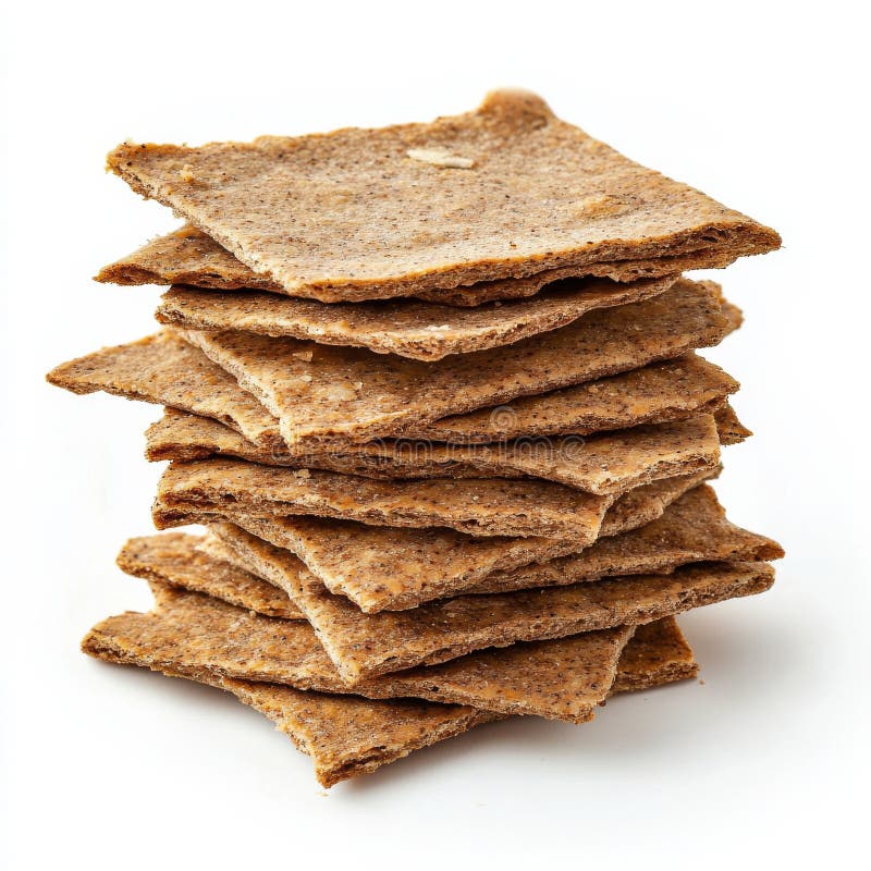 A Stack of Rye Crackers, Isolated on a White Background, Highlighting a ...