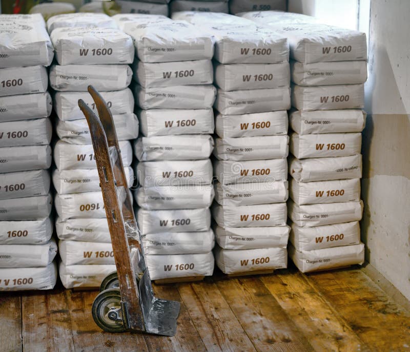 Stack of sacks with flour stock image. Image of type - 166165151
