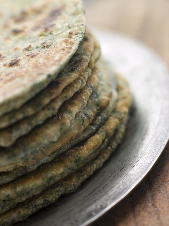 Stack of Sag Roti stock photo. Image of interior, spinach - 5946758